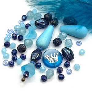 Carolina Blue Bead Mix, Laser Tattoo Crown Bead, Mixed Lot Blue Purple ...