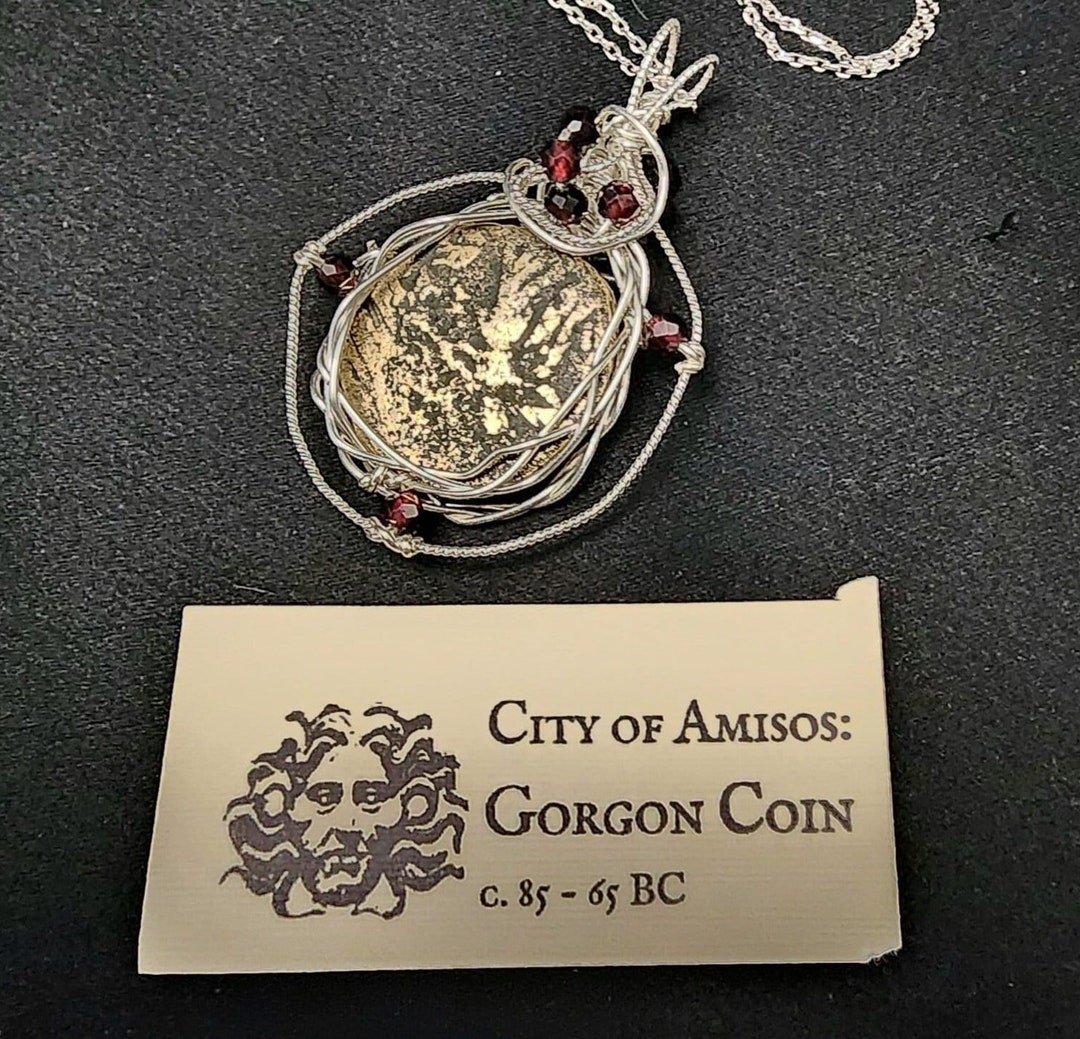 Ancient Greek Coin Necklace, 85 65 B.C.E. Sterling Silver and Garnet ...