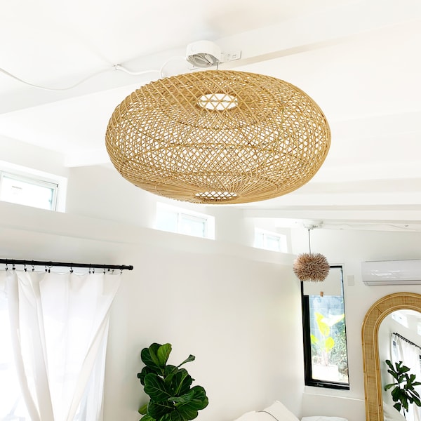Large Rattan Chandelier - Etsy