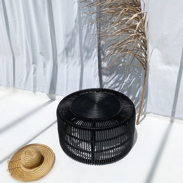 Black Rattan Coffee Table - Etsy