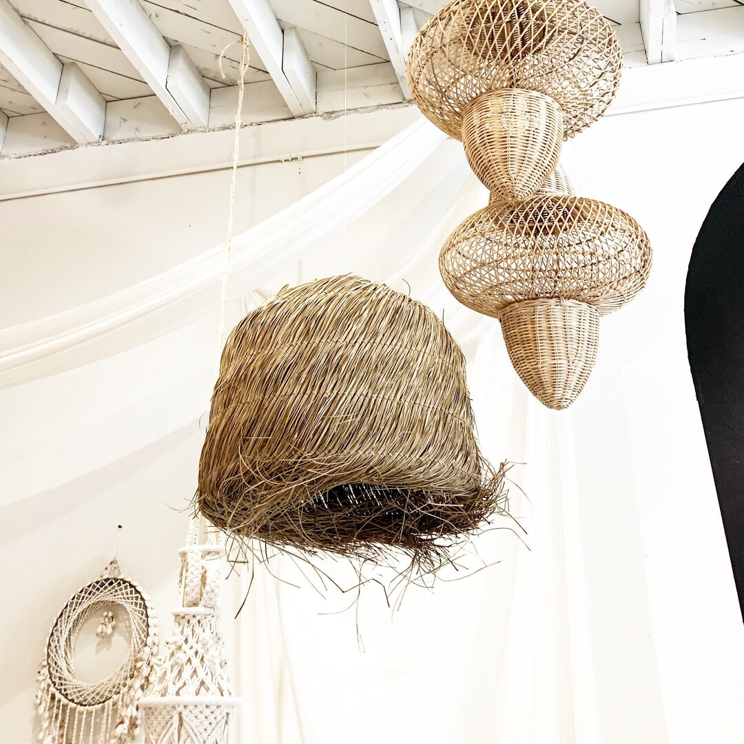 Natural Seagrass Pendant Light Lamp - Etsy