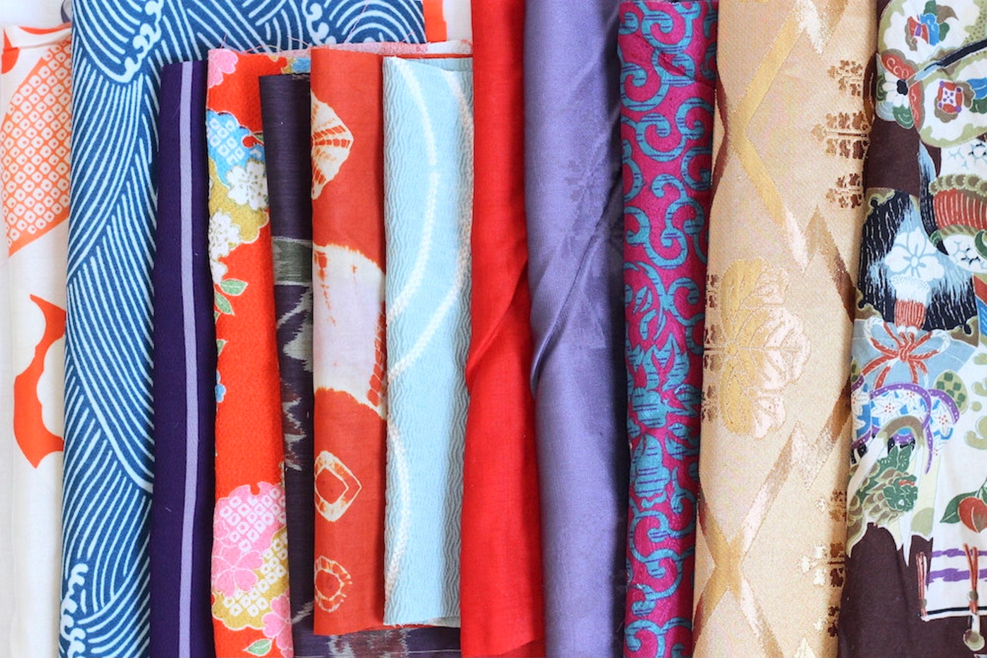 Japanese Fabric Set Kimono Fabric Remnant Fabric Scraps Etsy