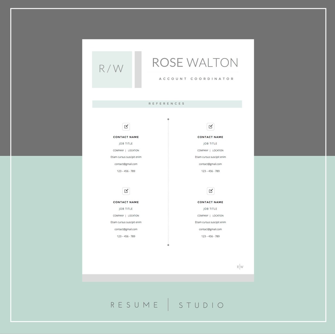 Resume Template and Cover Letter Template for Word • DIY Printable ...
