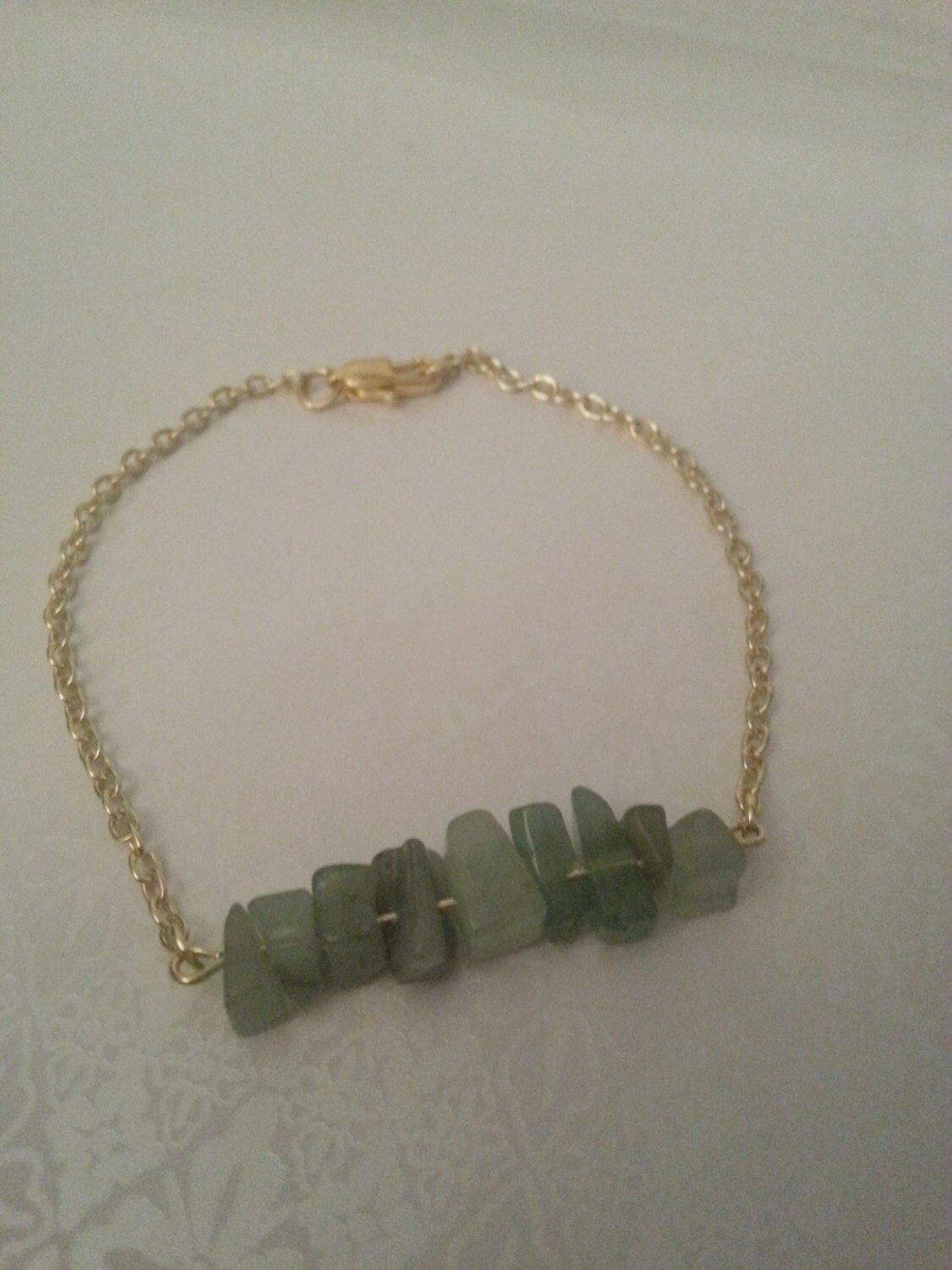 Stone Chip Bracelet Green and Gold - Etsy