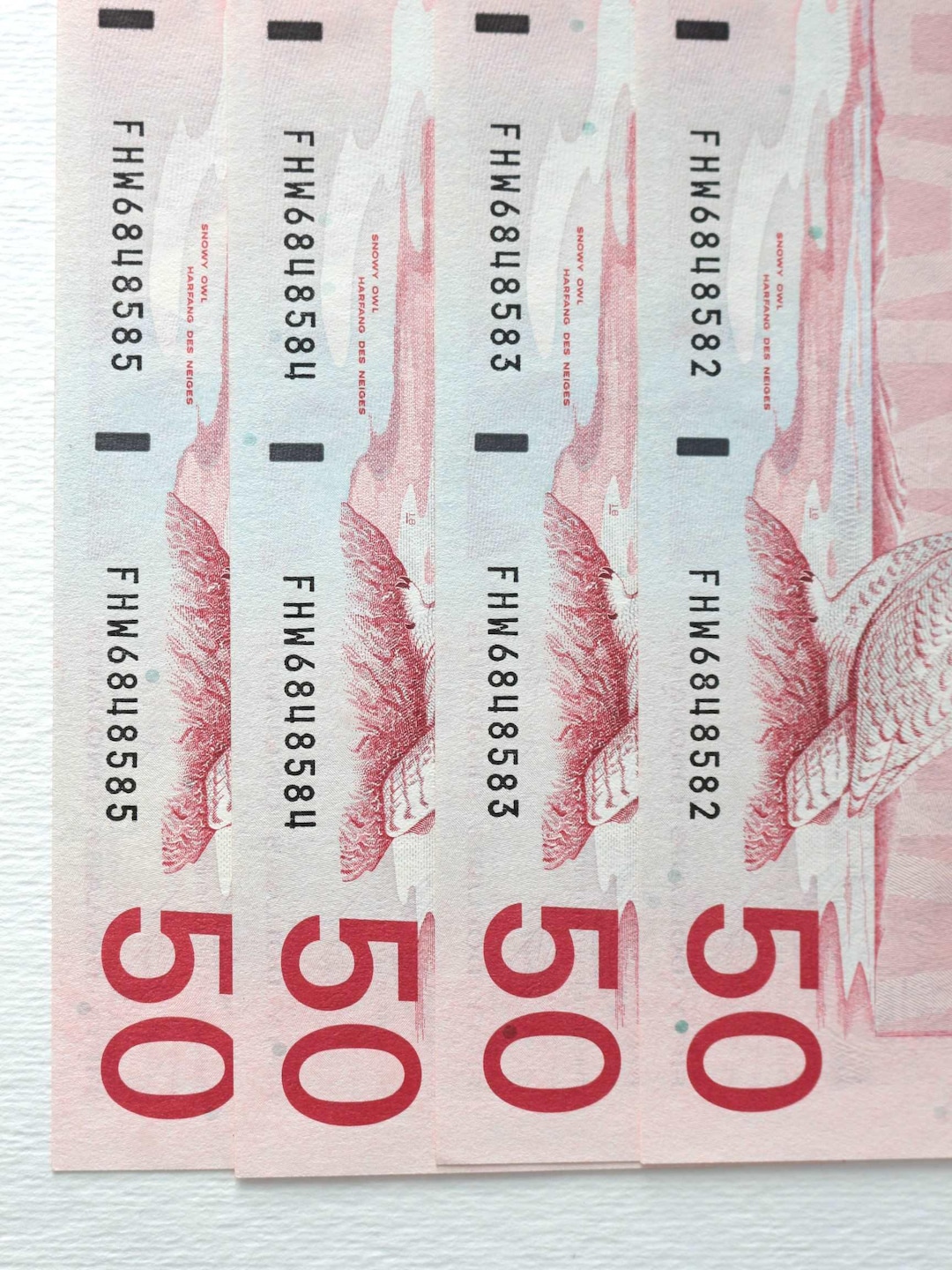 4 Canadian 50 Dollar Bank Notes With Consecutive Serial Numbers - 1988 ...