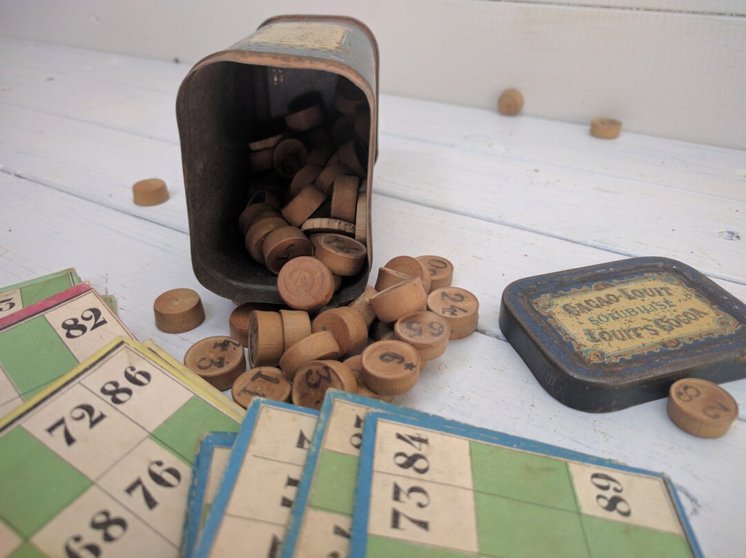 French Bingo Game, Vintage Lotto Set, Vintage Bingo Cards, Wooden ...