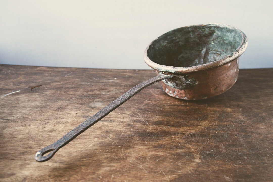 Antique Copper Long-handled Cauldron Primitive Pan - Etsy