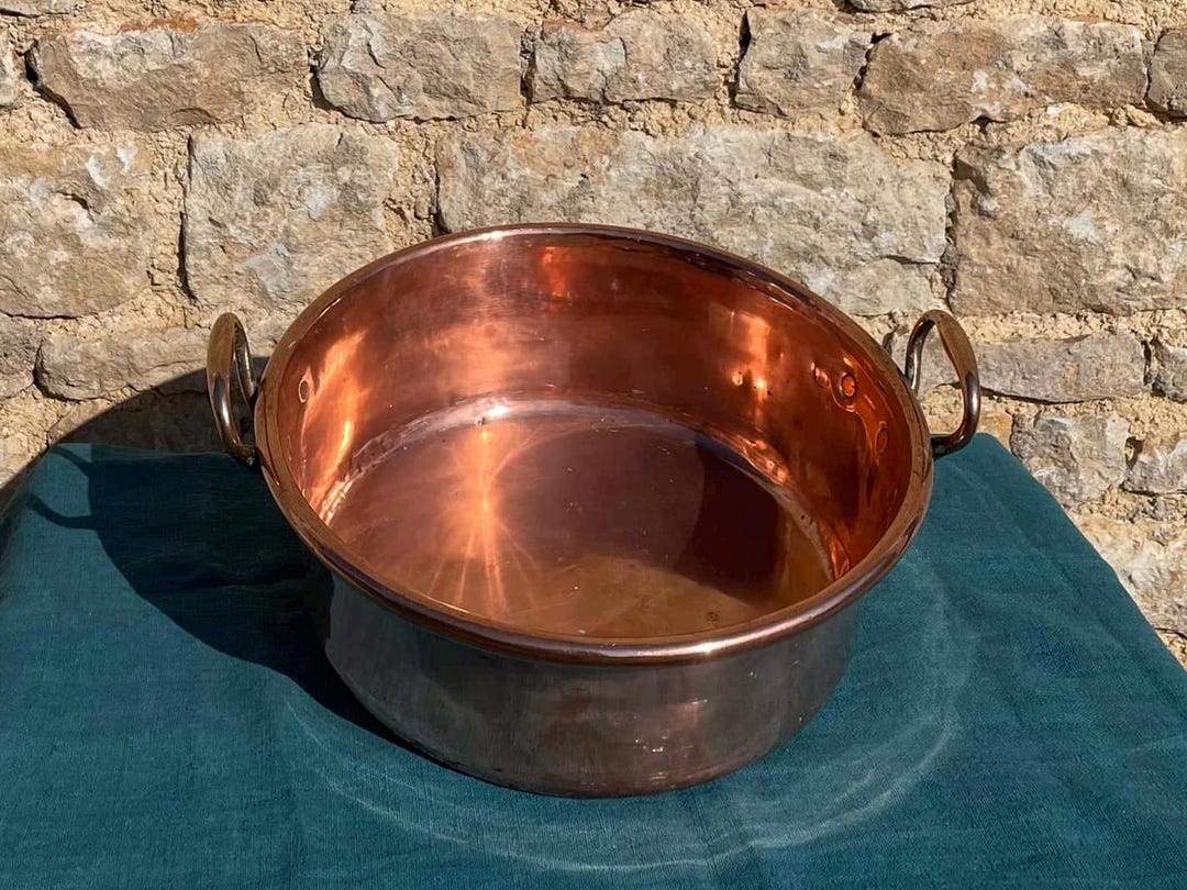 Vintage Copper Jelly Pan, 13" Diameter, 33cm Preserving Pan, Brass ...
