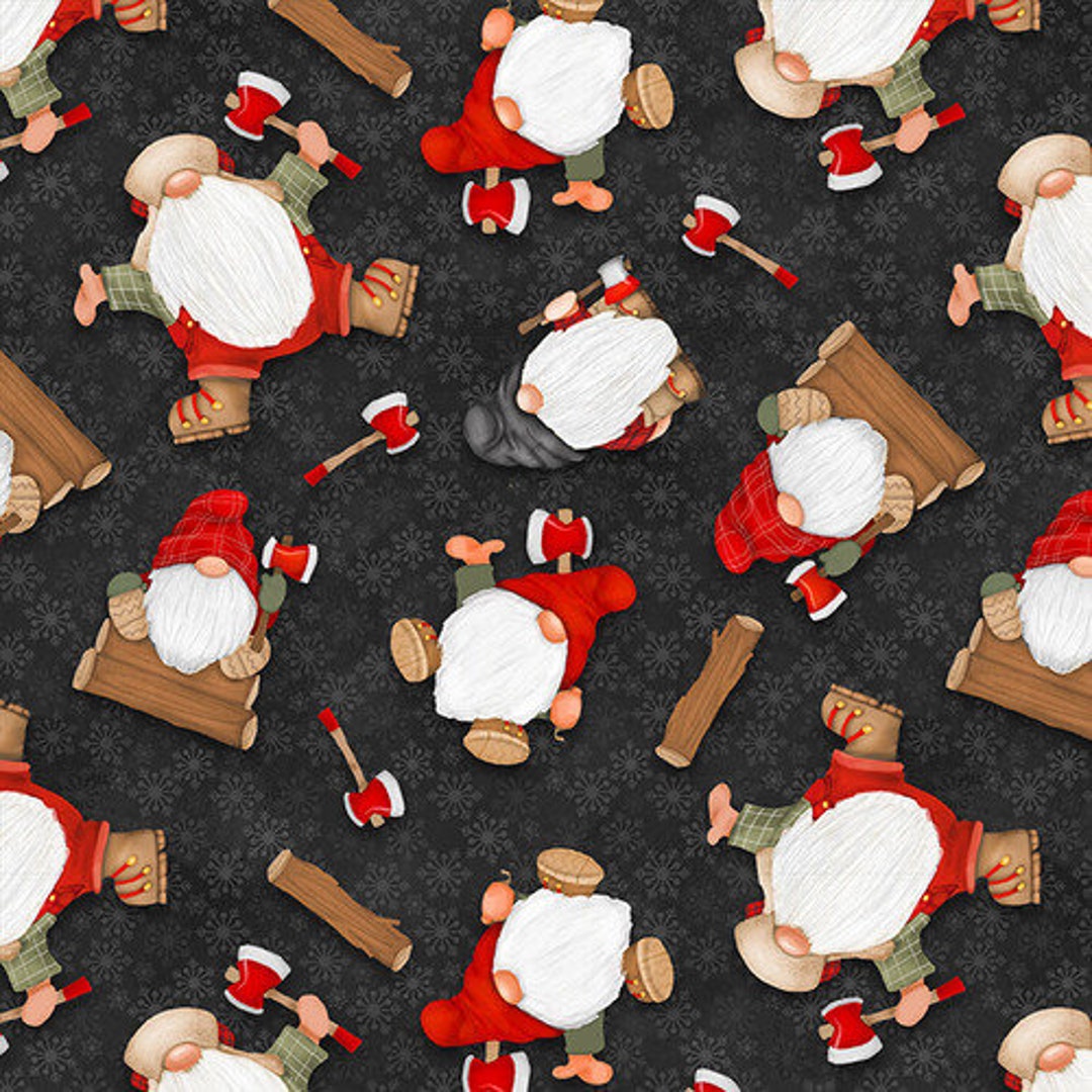 Tossed Gnomes Timber Gnomies Lumber Jack Fabric by the Yard - Etsy
