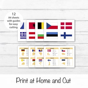 European Country Flags Flash Cards, Print Then Cut, PDF, World Flags - Etsy