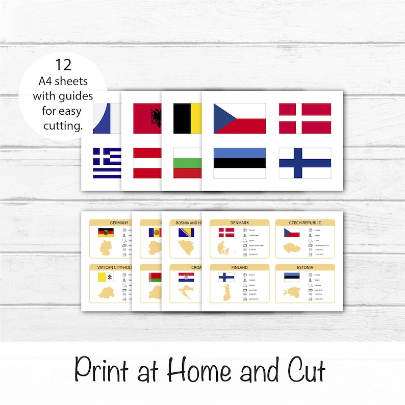 European Country Flags Flash Cards, Print Then Cut, PDF, World Flags - Etsy