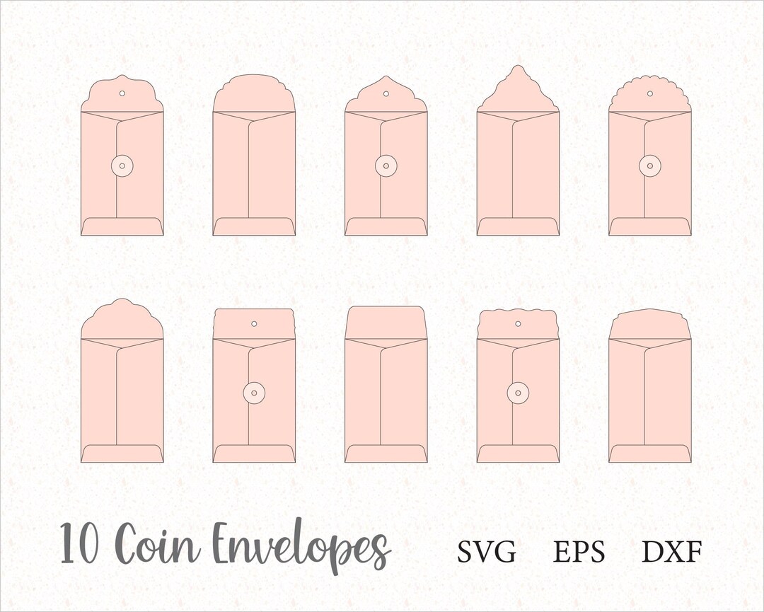 20 SVG Coin Envelopes, 7 Different Sizes, With String and Without ...