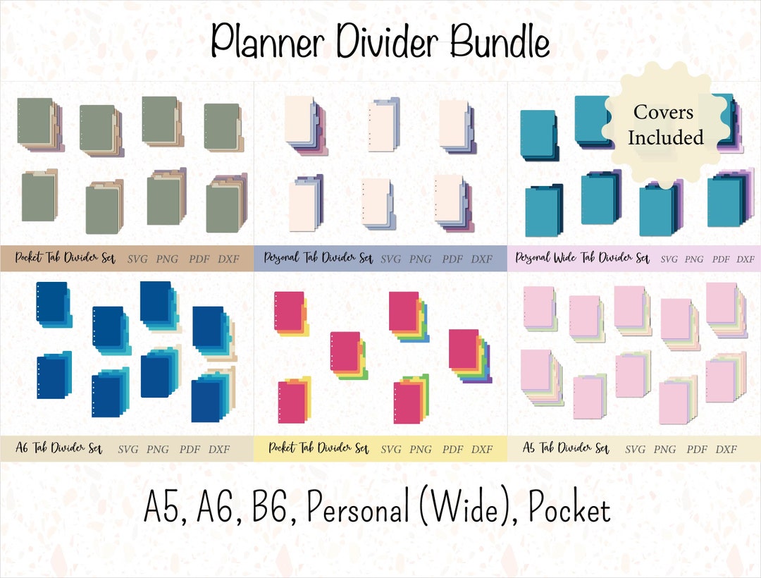 Planner Divider Bundle SVG, PDF, DXF Tab Divider Templates, Tab ...