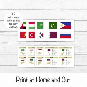 Asian Country Flags Flash Cards, Print Then Cut, PDF, World Flags - Etsy