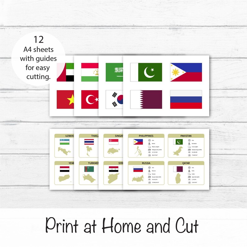 Asian Country Flags Flash Cards, Print Then Cut, PDF, World Flags - Etsy