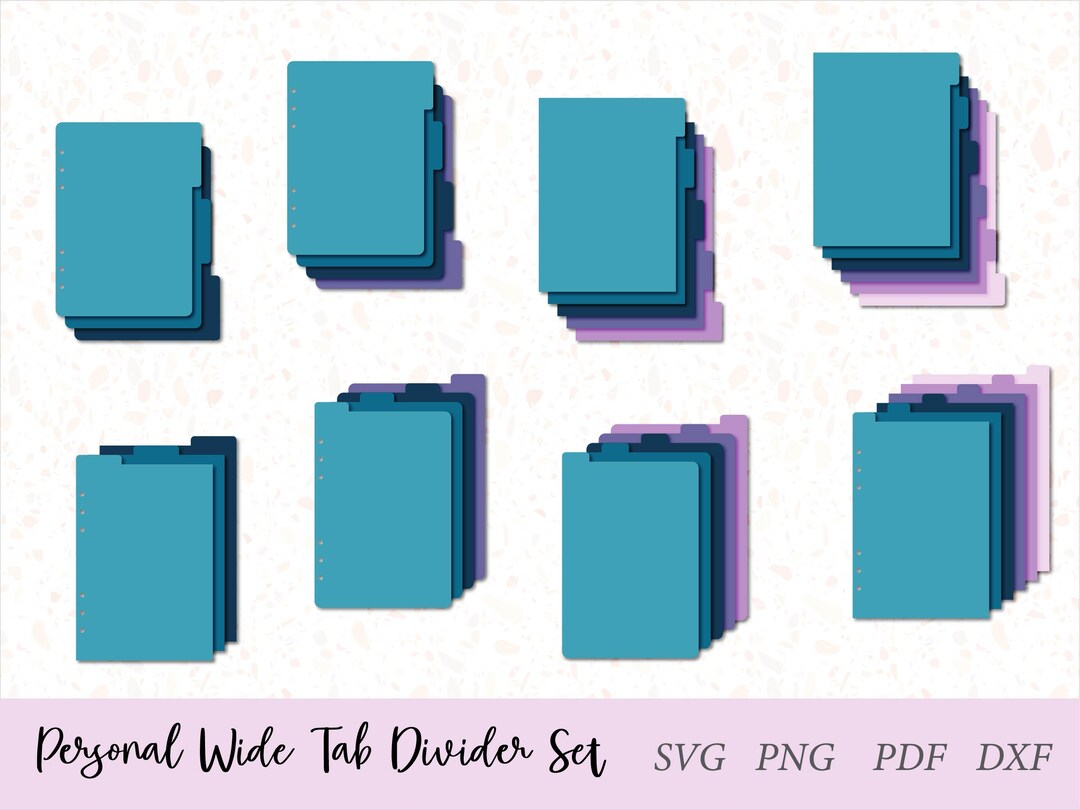 Personal Wide Planner Dividers Svg,pdf,dxf,png Tab Dividers, Planner ...