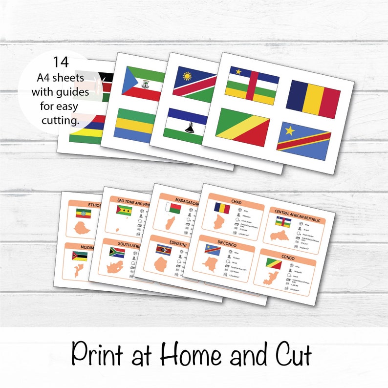 African Country Flags Flash Cards, Print Then Cut - Etsy