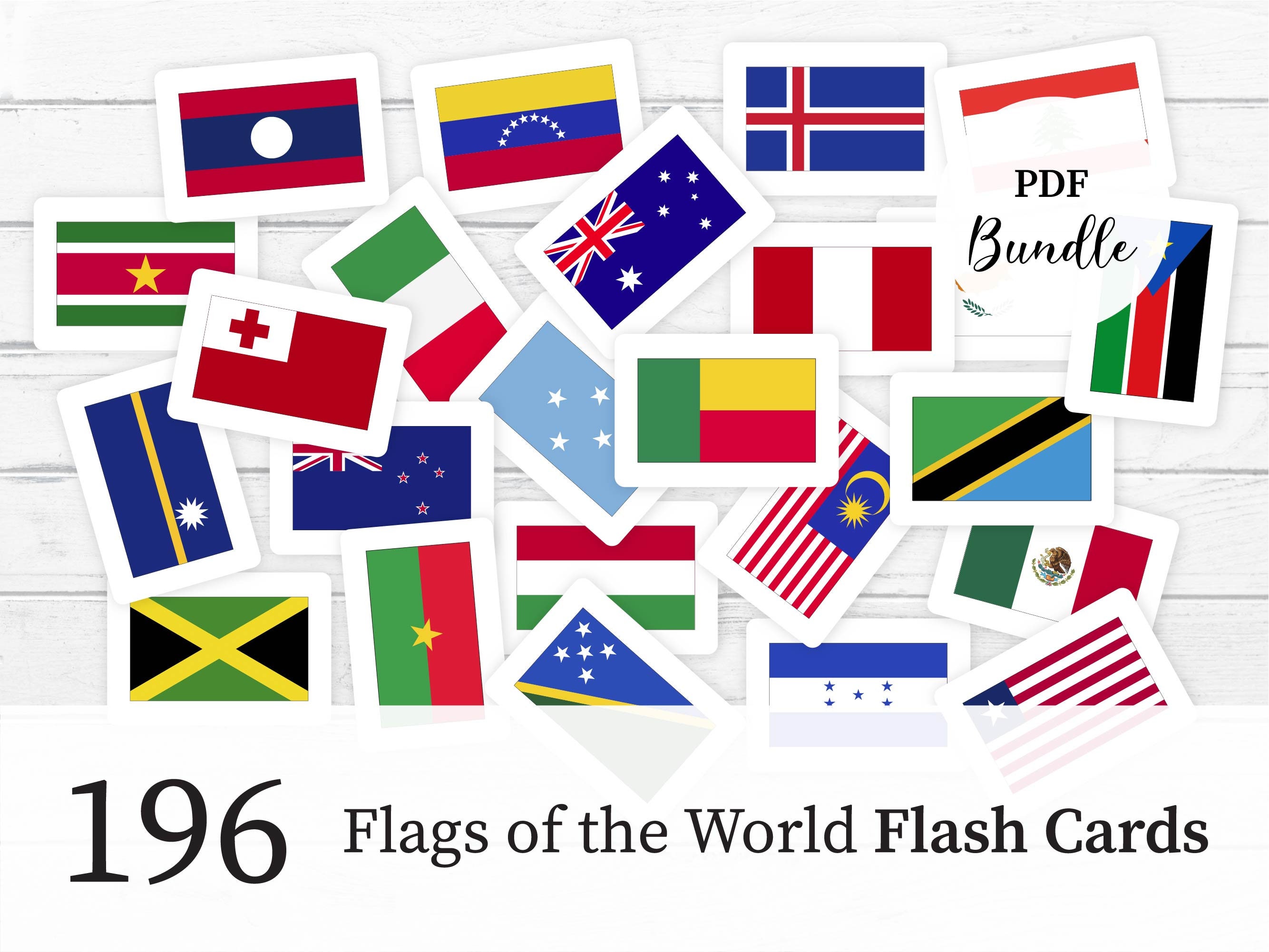 Flags Flash Cards Bundle, All 196 World Flags PDF - Etsy