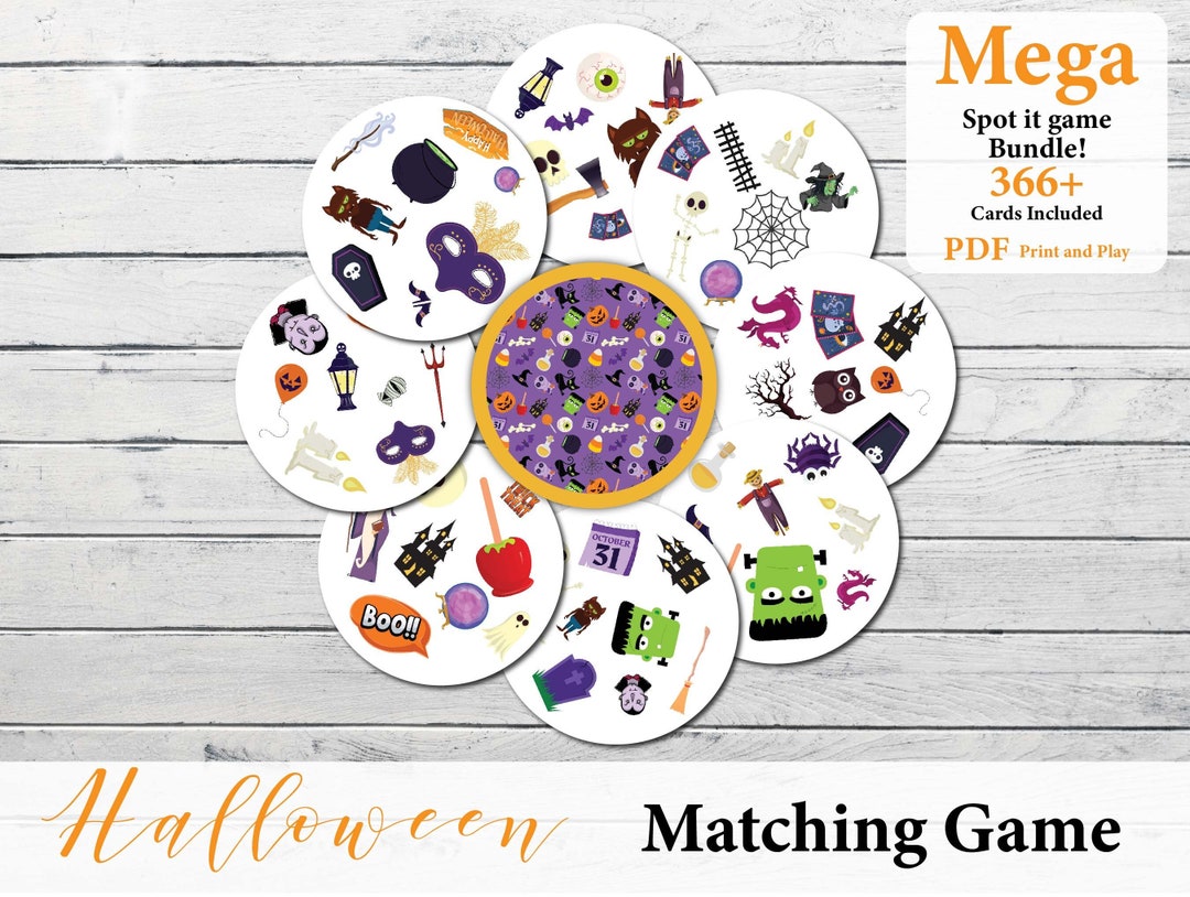 Halloween Spot It, Matching Game, Printable Halloween Game - Etsy
