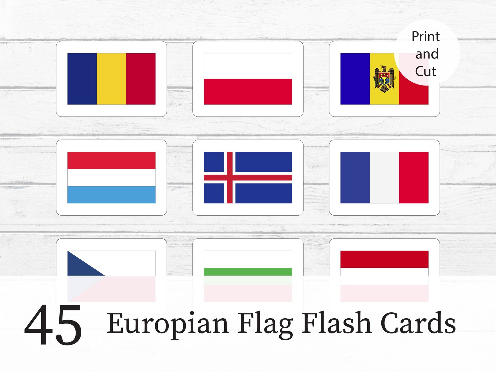 European Country Flags Flash Cards, Print Then Cut, PDF, World Flags - Etsy