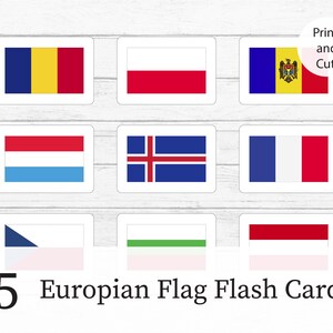 European Country Flags Flash Cards, Print Then Cut, PDF, World Flags - Etsy