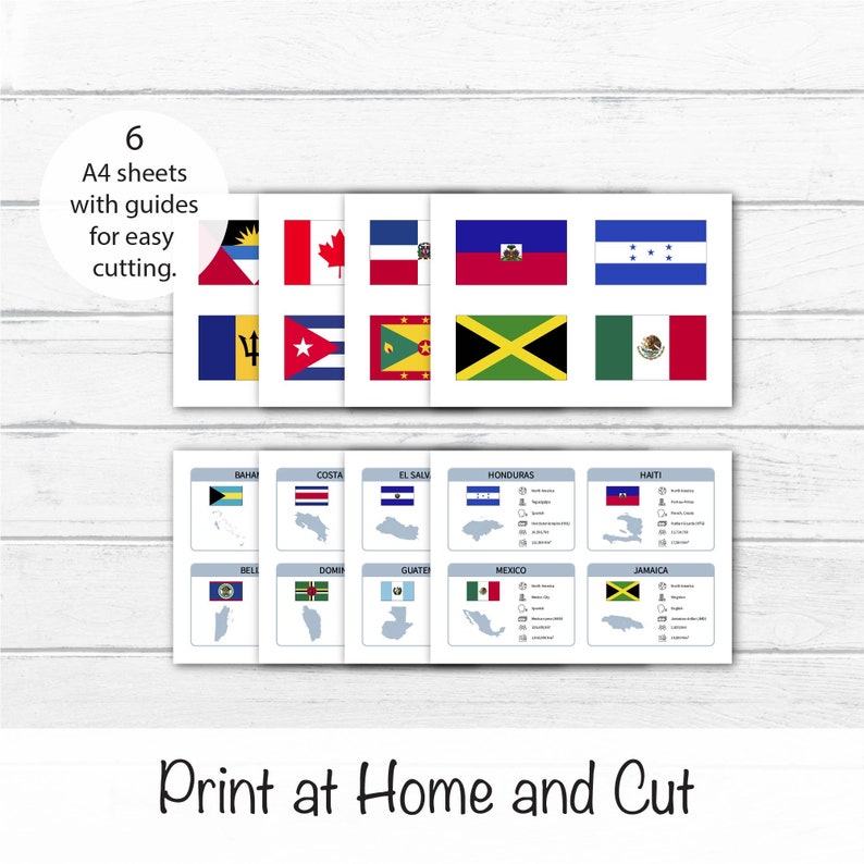North America Country Flags, Flash Cards, Print Then Cut, PDF, World ...