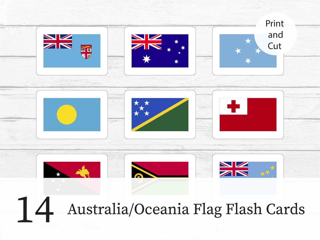 Australia/oceania Country Flags, Flash Cards, Print Then Cut, PDF ...