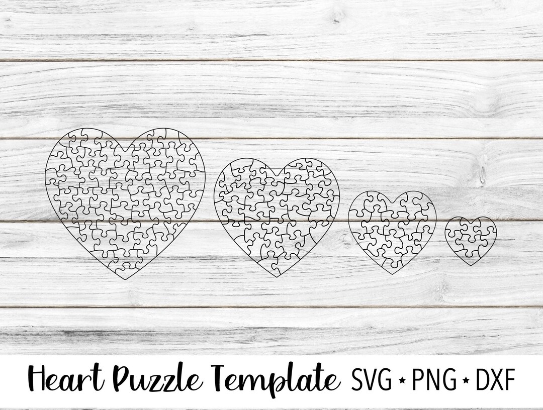 Irregular SVG Heart Jigsaw Puzzle Template, Valentine Puzzle, Jigsaw ...