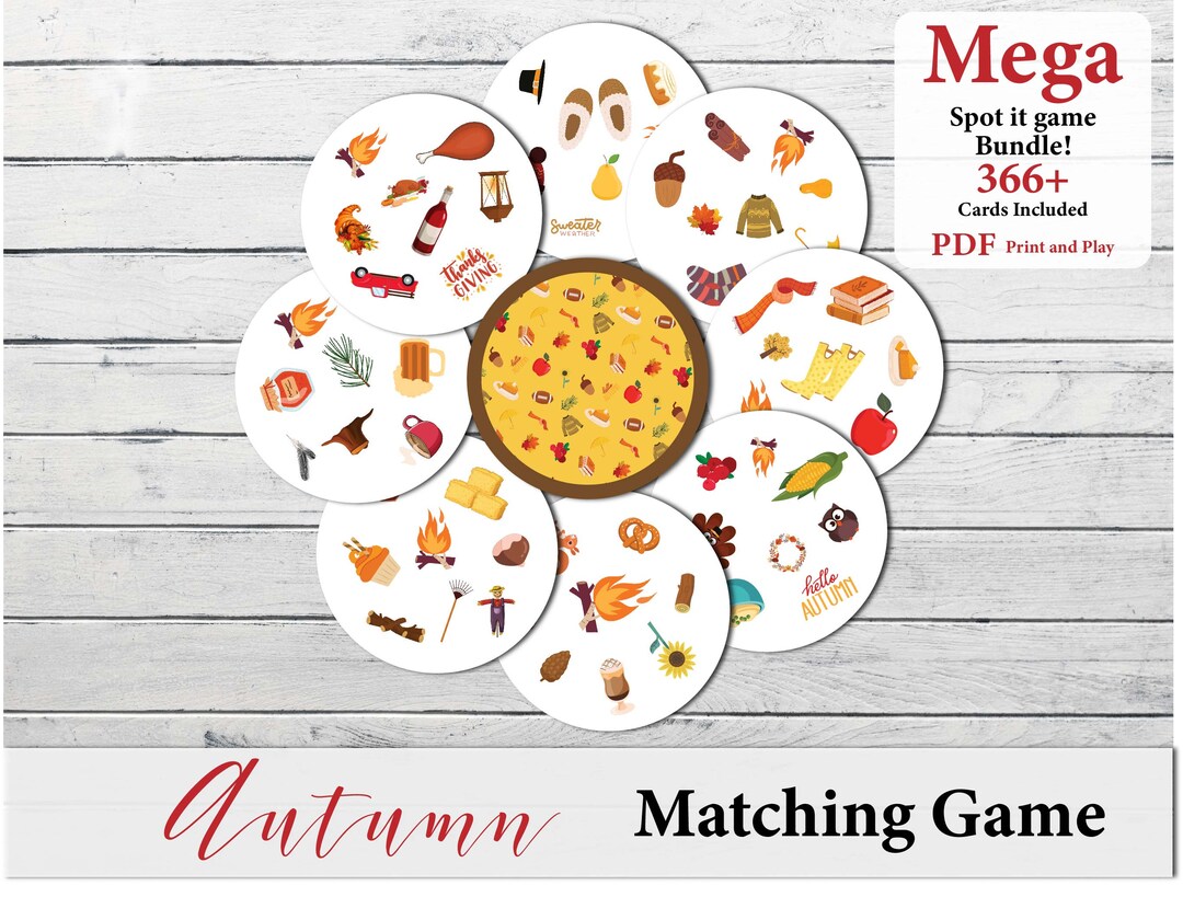 Autumn Spot It, Fall Matching Game, Printable Halloween Game - Etsy