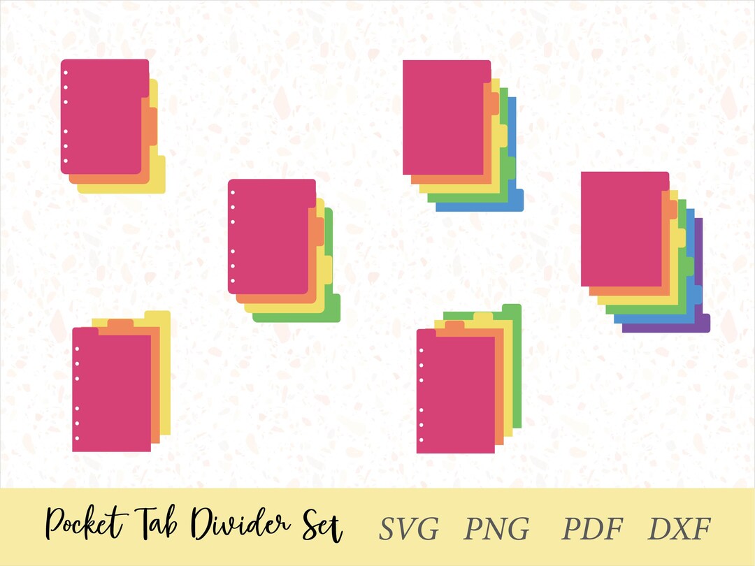 Pocket Planner Dividers Svg,pdf,dxf,png Tab Dividers, Planner Dividers ...