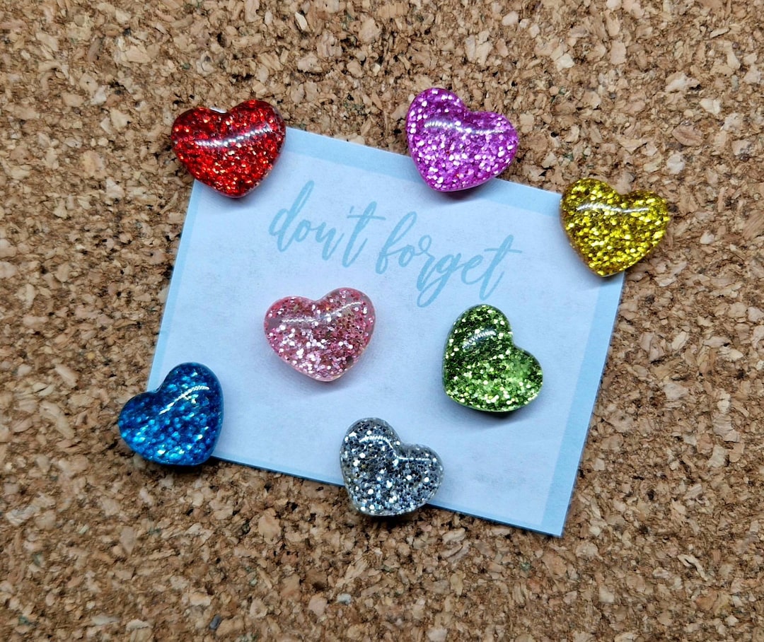 Glitter Heart Push Pins 7/ Novelty Thumb Tacks/office Board Push Pins ...