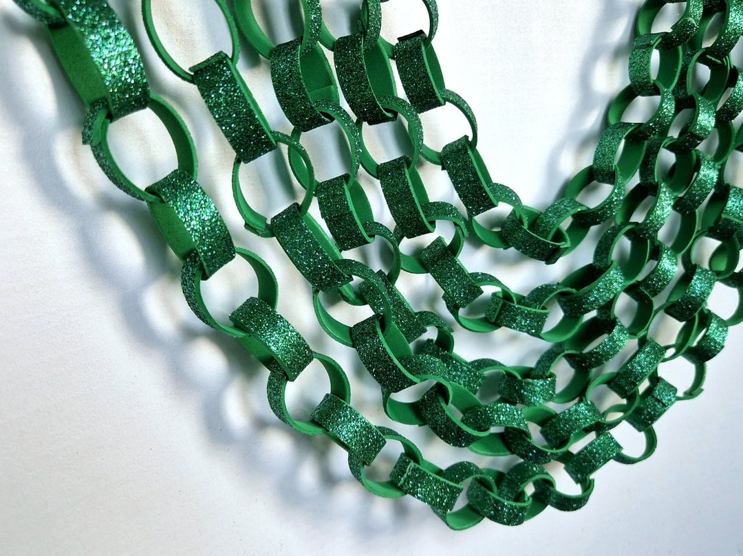 Green paper Chain Garland/christmas Garland/green Chain Link/green ...