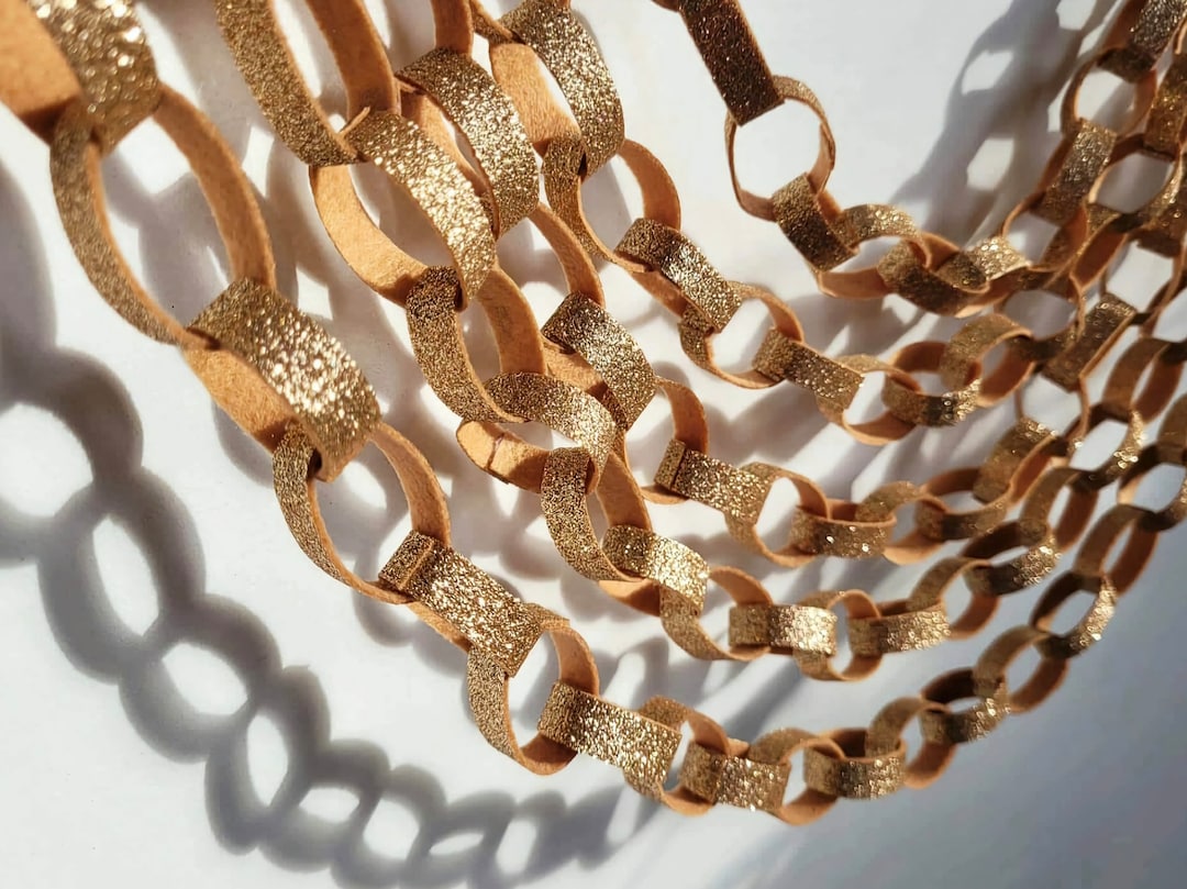Gold"paper Chain" Felt Garland/christmas Garland/new Year Bunting ...