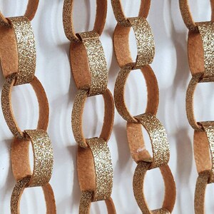 Gold Glitter Felt Garland, Sparkly Chain Bunting for Christmas, New ...