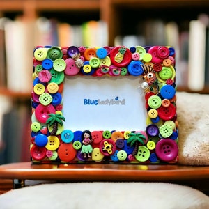 Button Photo Frame/button Frame/keepsake Frame/vacation Themed Frame ...