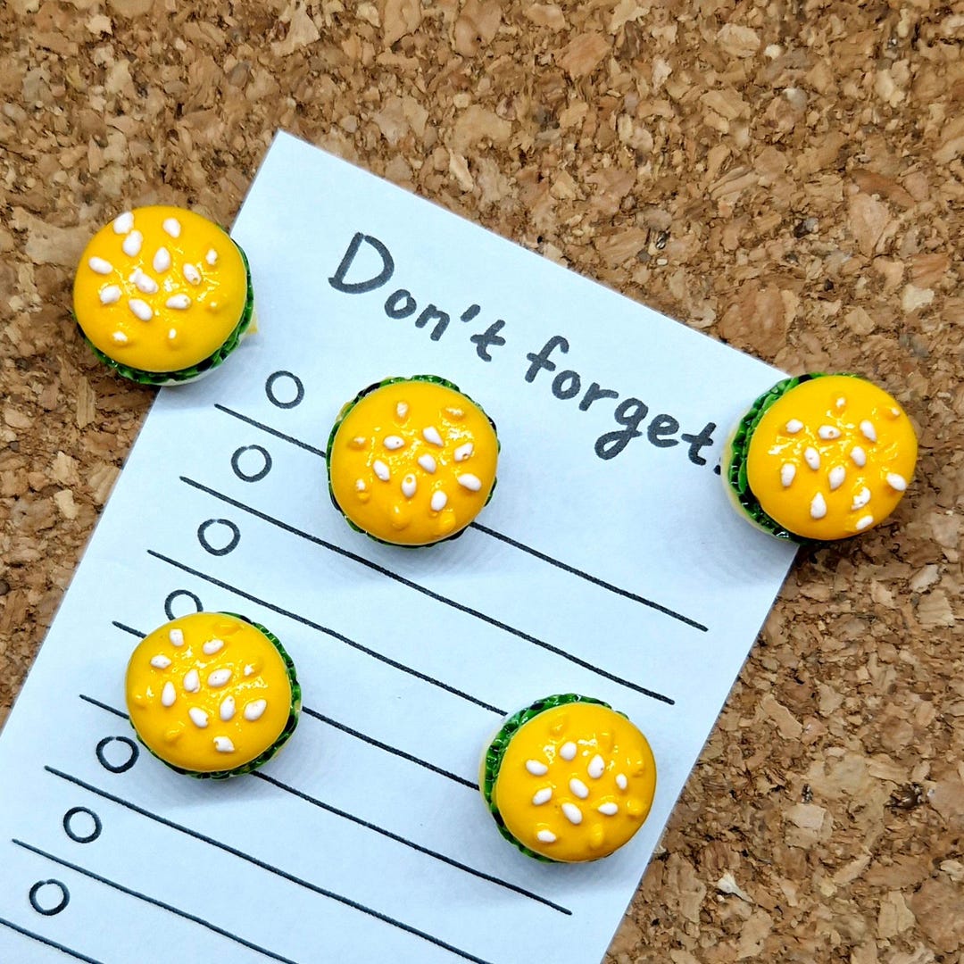 Hamburger Push Pins × 5/burger Cork Board Pins/cork Board Push Pins ...