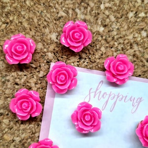 Rose Push Pins 10/pink Roses Push Pins/rose Thumb Tacks/cork Board ...