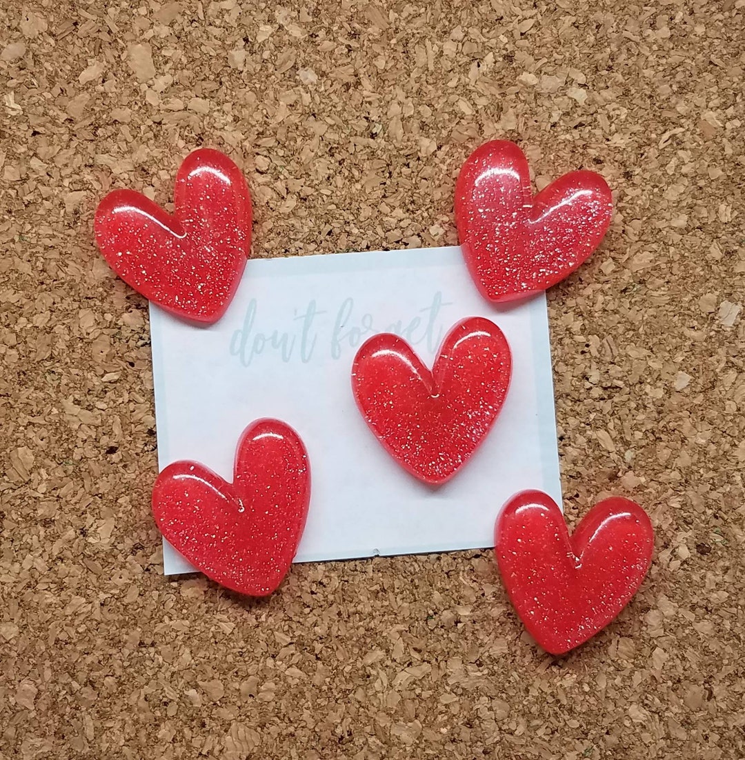 Red Heart Push Pins × 5/heart Thumb Tacks/cork Board Push Pins/pins for ...