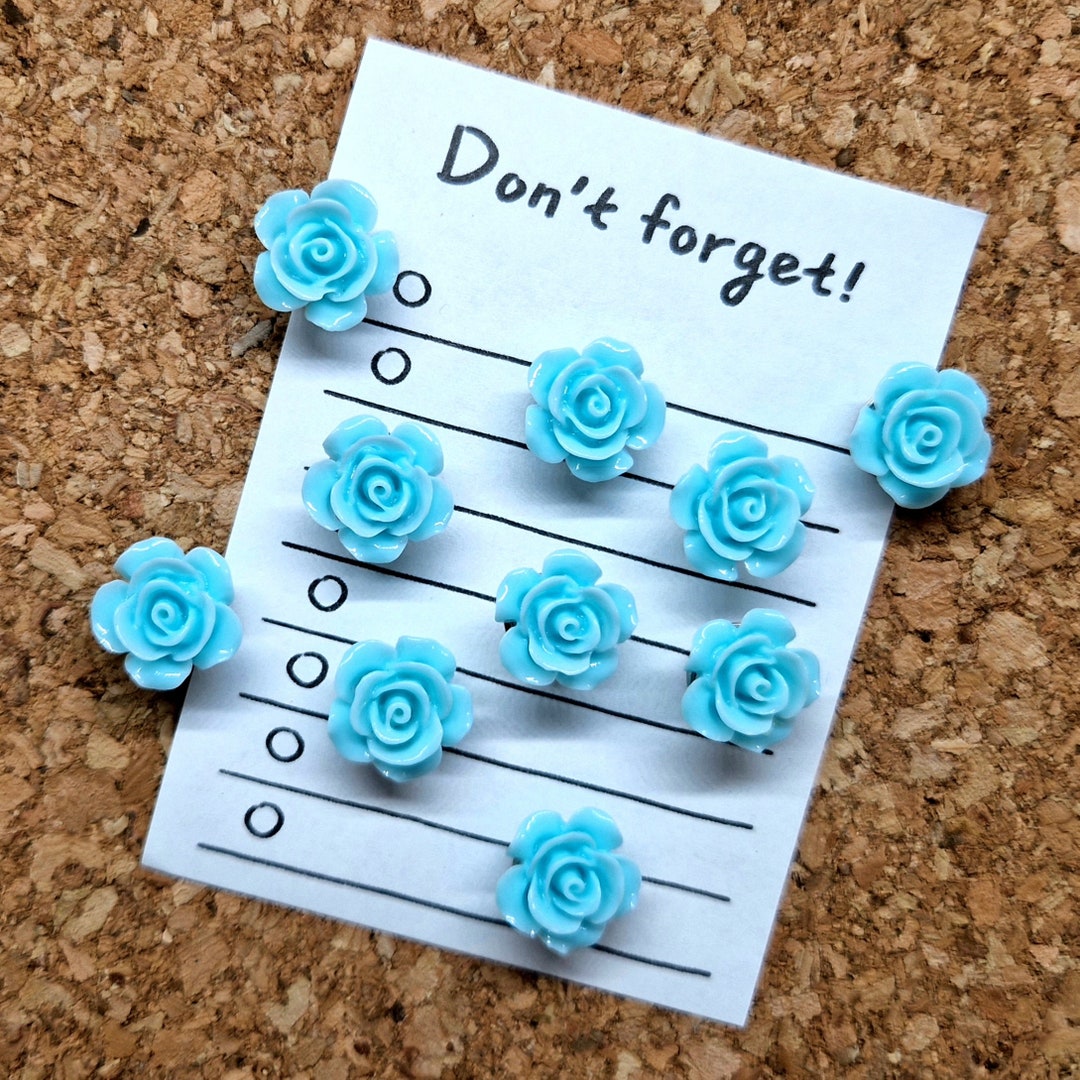 Light Blue Rose Push Pins × 10/push Pins Set/rose Thumb Tacks/cork ...