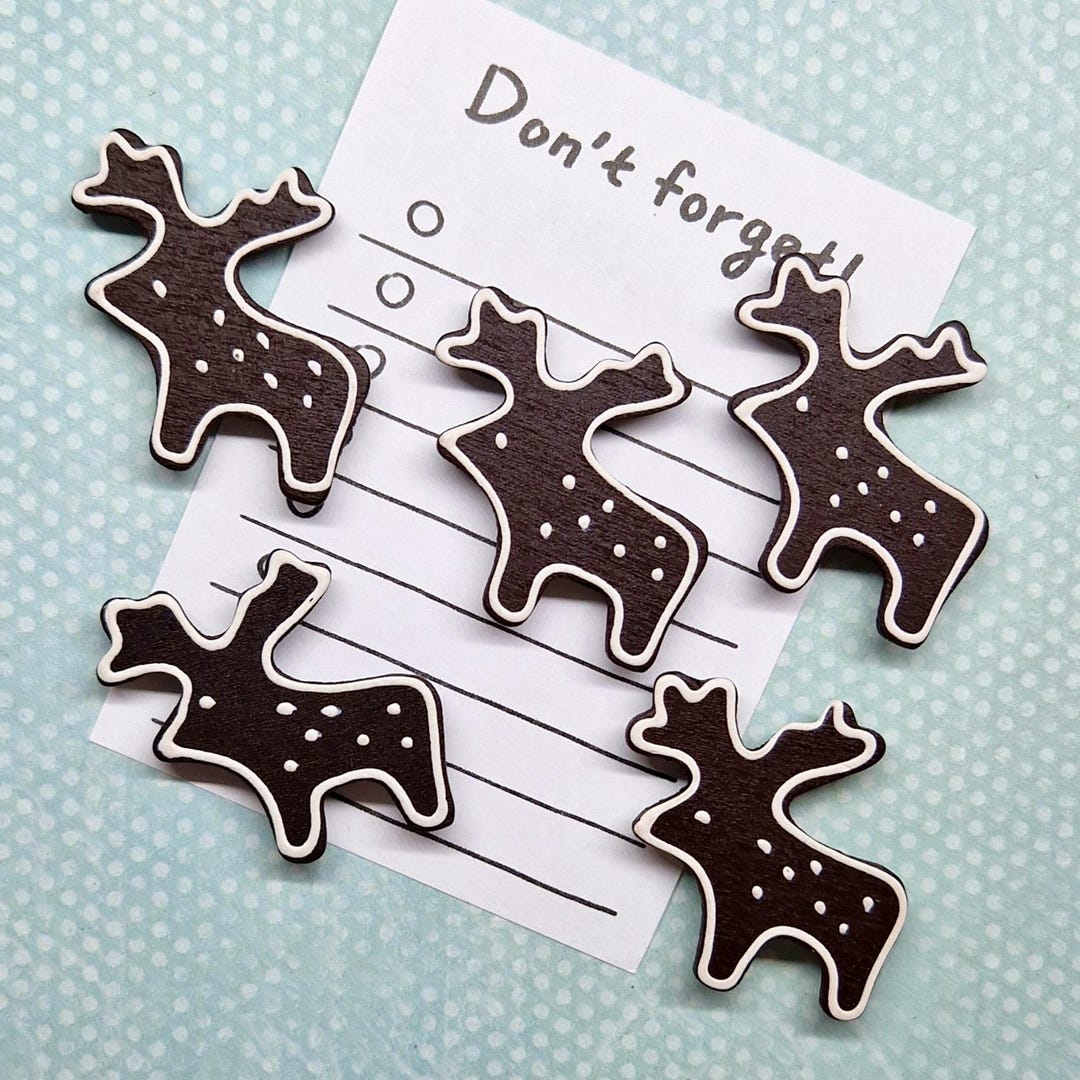 Reindeer Magnets 5/christmas Magnets/fridge Magnets/wooden Gingerbread ...