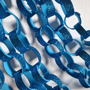 Blue Garland "paper Chain"/blue Chain Garland/rainbow Garland/christmas ...