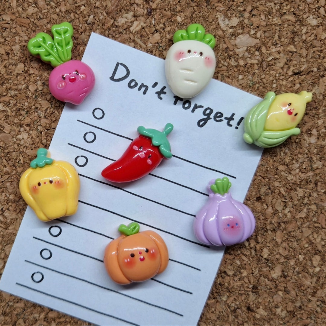 Vegetable Push Pins × 7/veggie Push Pins/thumb Tack Set/notice Board ...