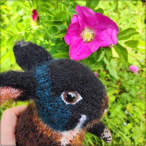 Knitted Black Otter Rex, Rabbit Lover Gift for Easter, Wild Stuffed ...