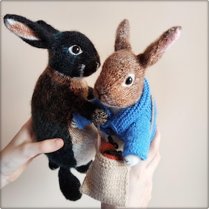 Knitted Black Otter Rex, Rabbit Lover Gift for Easter, Wild Stuffed ...