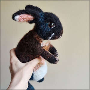 Knitted Black Otter Rex, Rabbit Lover Gift for Easter, Wild Stuffed ...