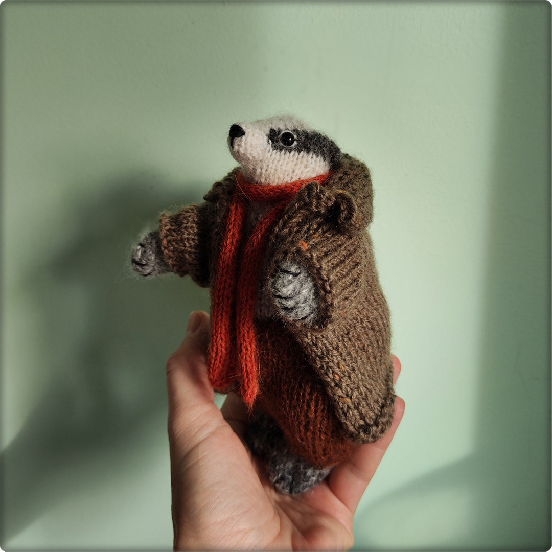 Knitted Mr. Badger Character Toy * Knitted Stuffed Animals for Wildlife ...