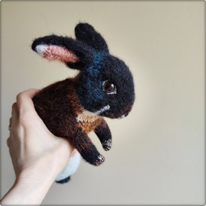 Knitted Black Otter Rex, Rabbit Lover Gift for Easter, Wild Stuffed ...