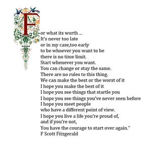 F Scott Fitzgerald Framed Art - Inspirational Print, Framed Quote ...