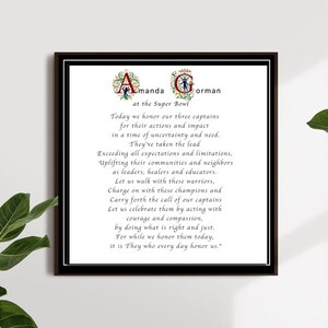AMANDA GORMAN Super Bowl Poem-framed Print -honor Our Captains ...