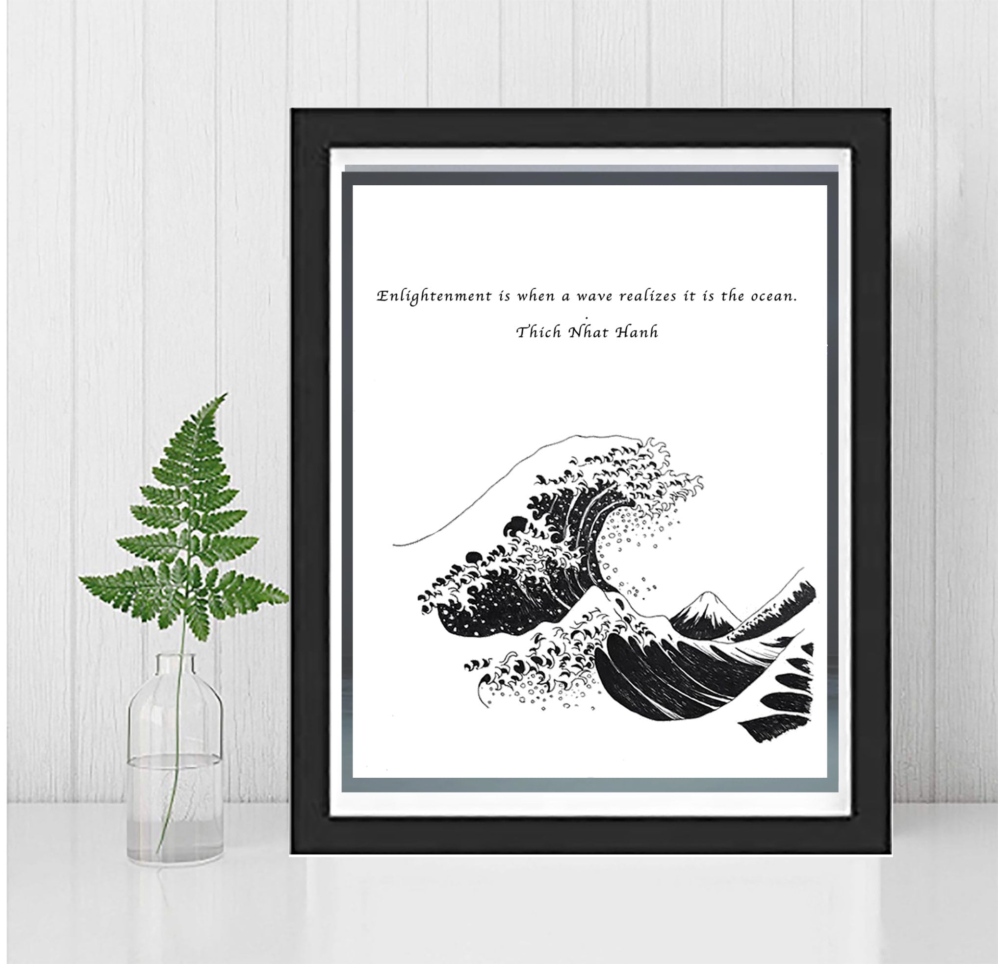 BUDDHIST Enlightenment Quote Hokusai Wave Pen and Ink Print - Etsy Canada